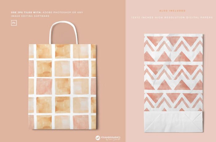 Sunset Watercolor Seamless Patterns - Sunset Seamless Patterns