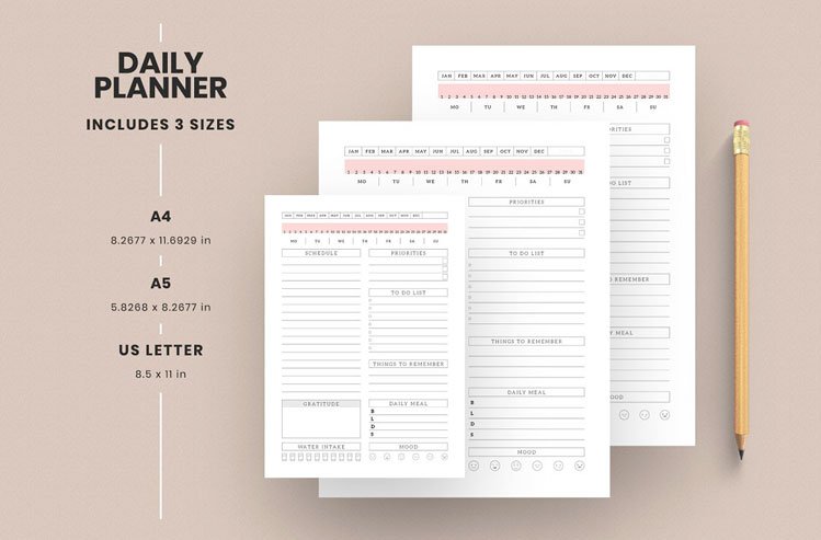 Daily Planner Template - Editable Daily Planner Template