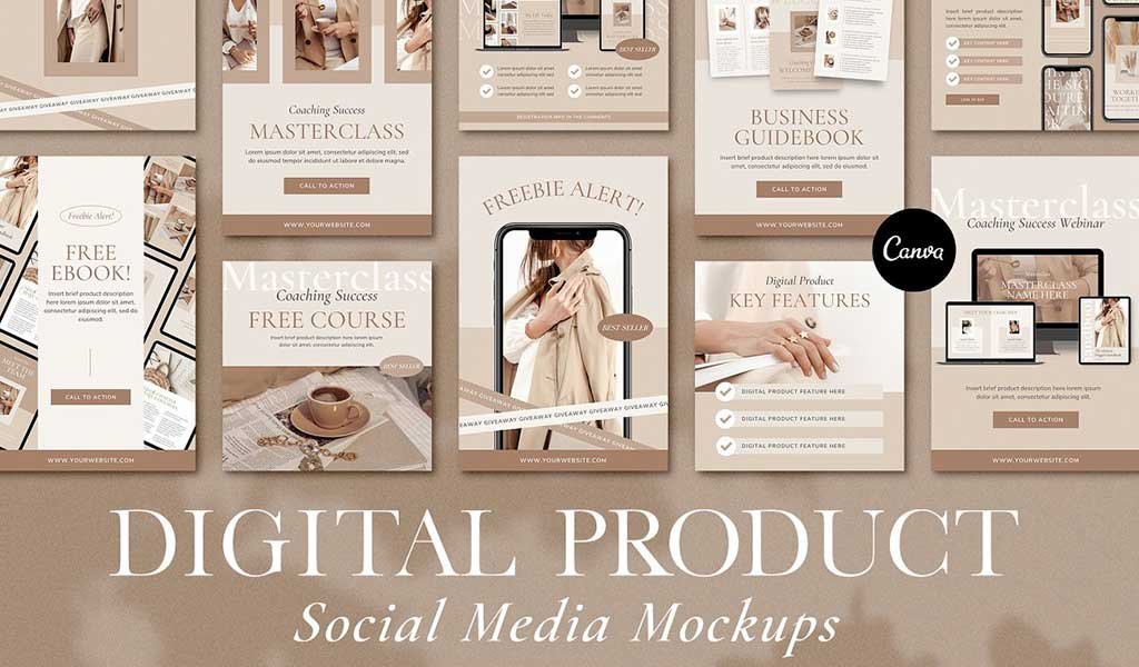 Social Media Digital Product Mockups - Social Media Mockups